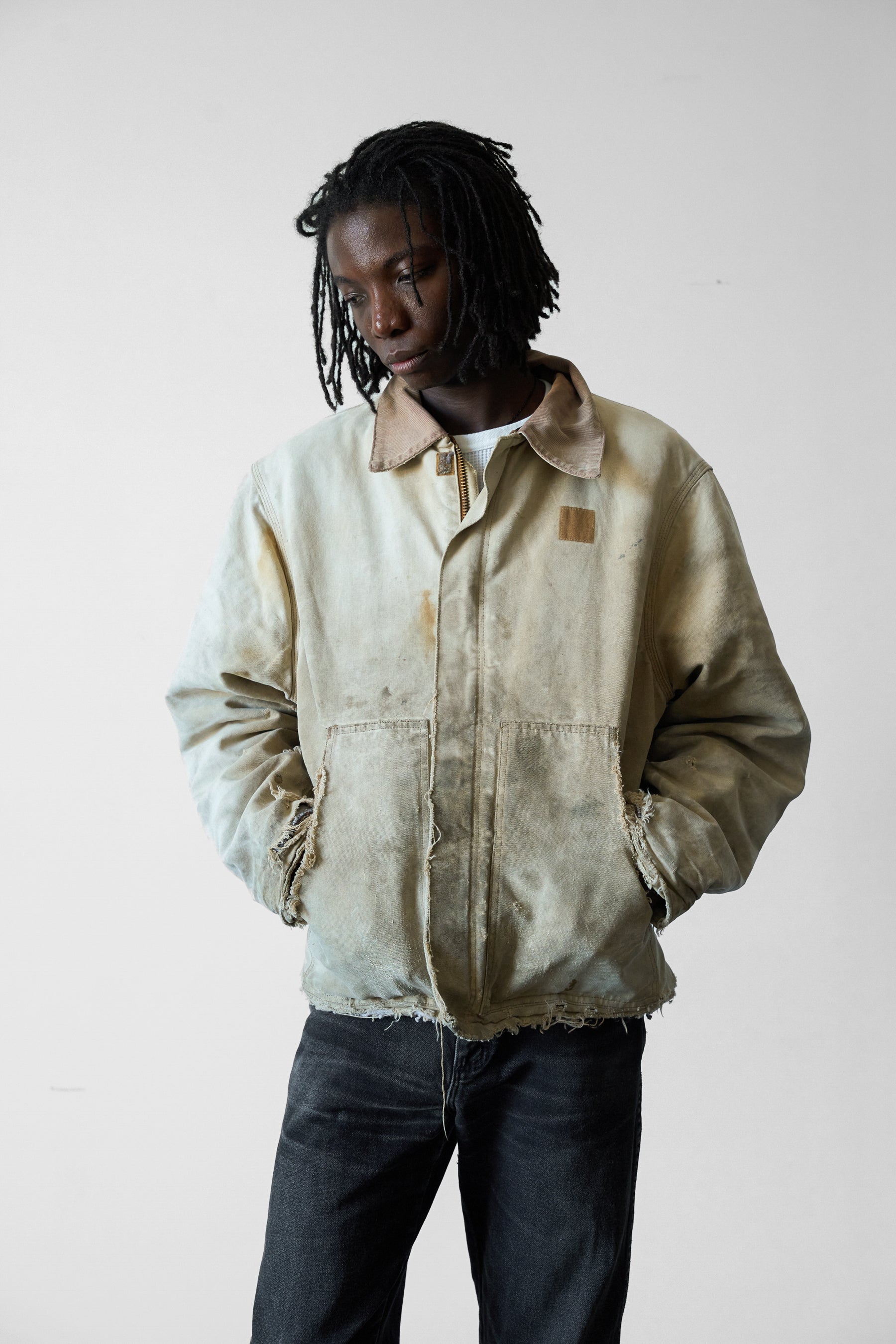 1990s Carhartt Arctic Debadged Thrashed Faded Tan Jacket – Ametora