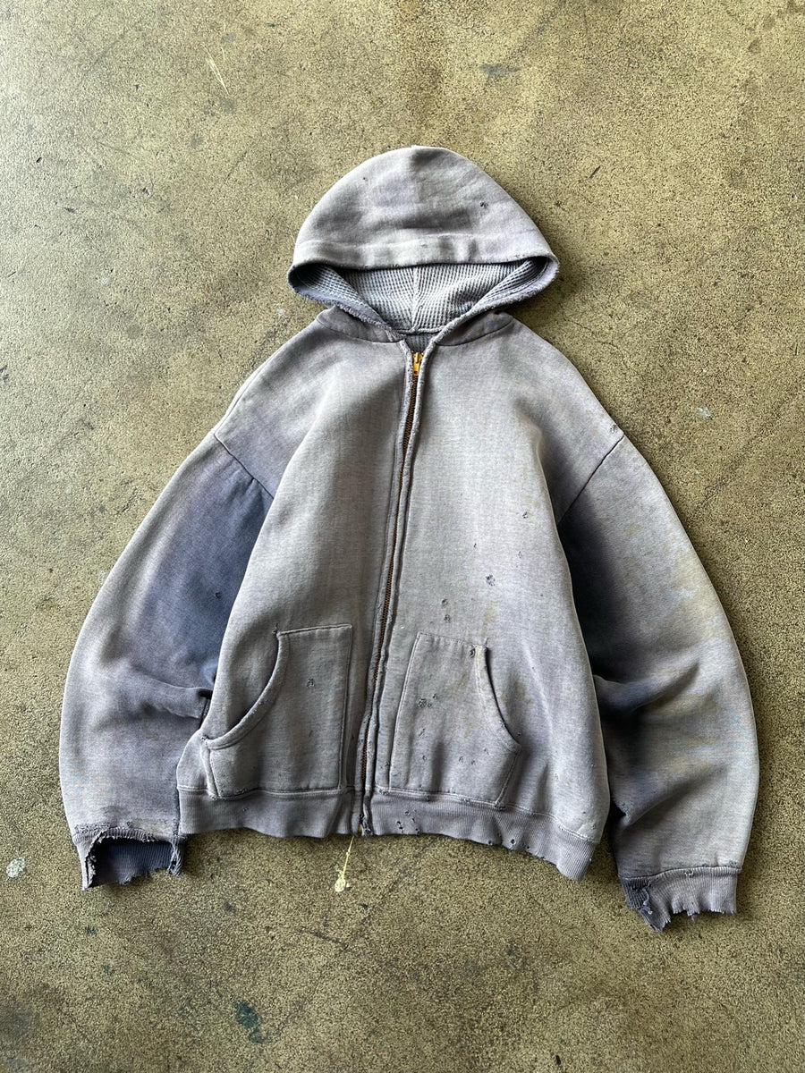 1960s Sun Faded Thermal Lined Zip Hoodie – Ametora