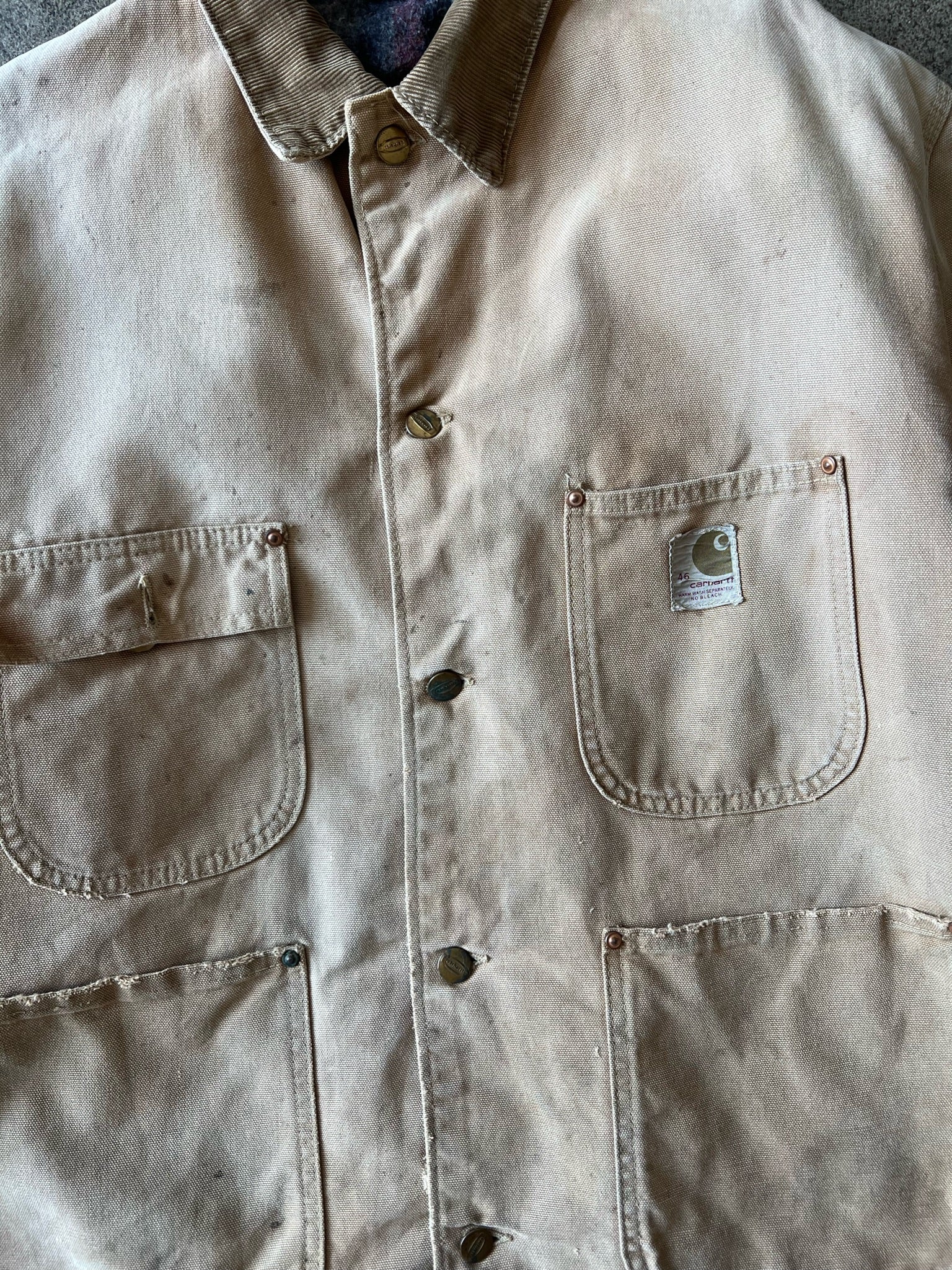 1970s Carhartt Faded Tan Distressed Chore Coat – Ametora