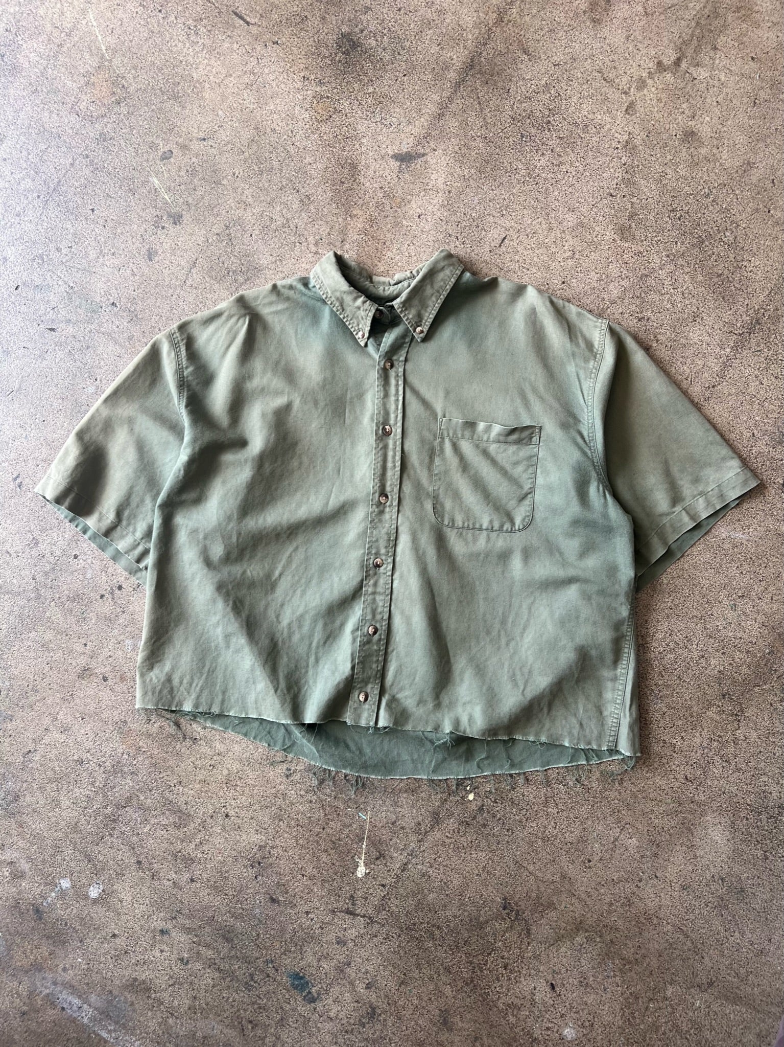 2000s Chopped Faded Green Shirt – Ametora