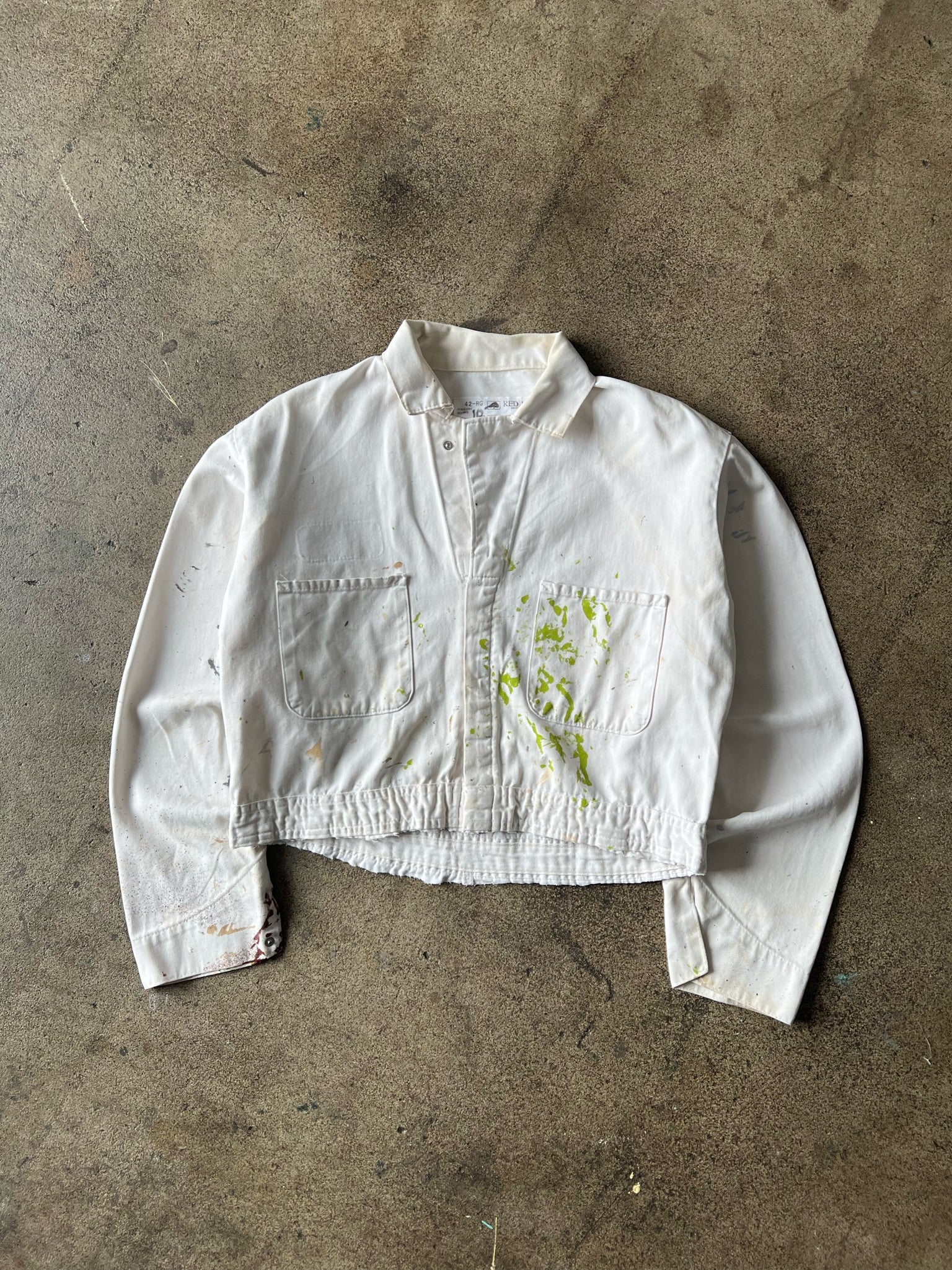 1980s Cropped Paint Stained Two Pocket Jacket – Ametora
