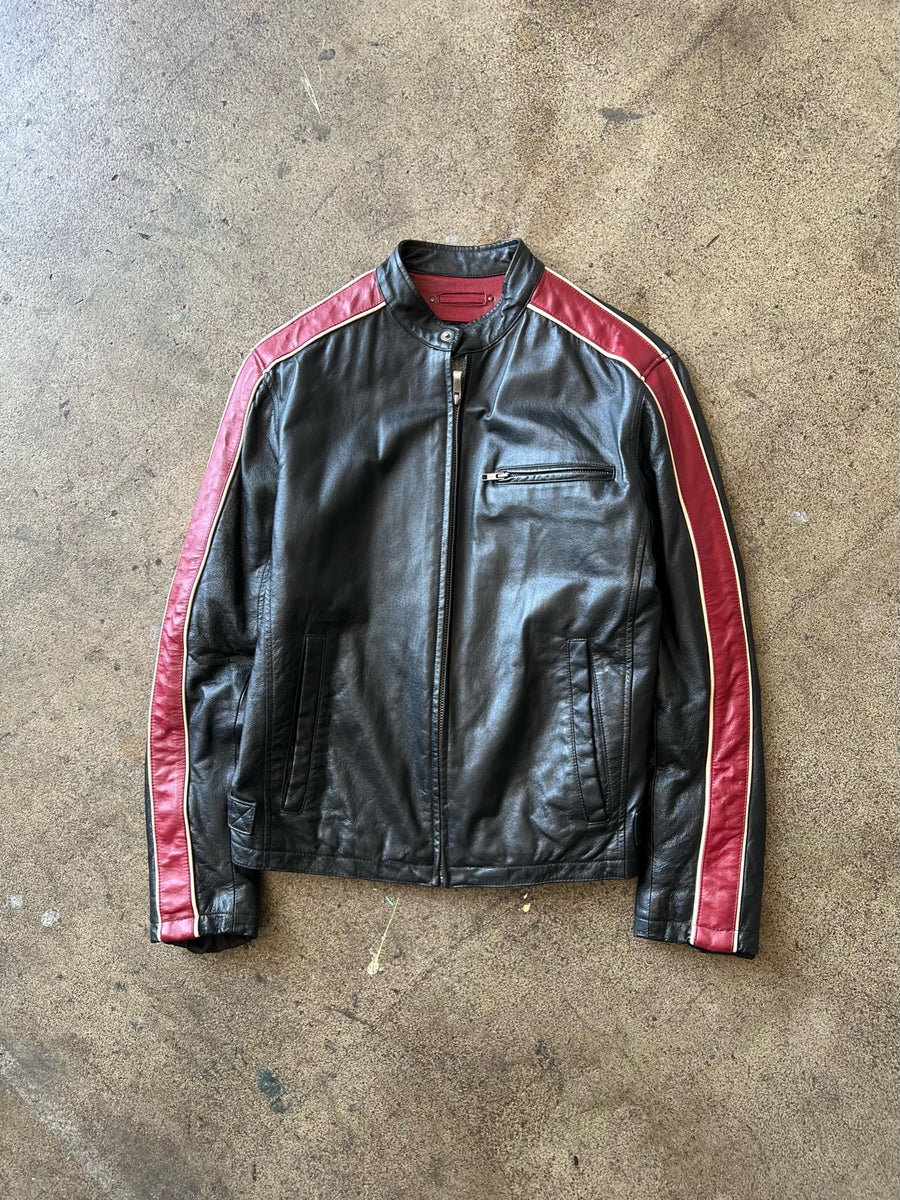 2000s Wilsons Black + Red Leather Moto Jacket – Ametora