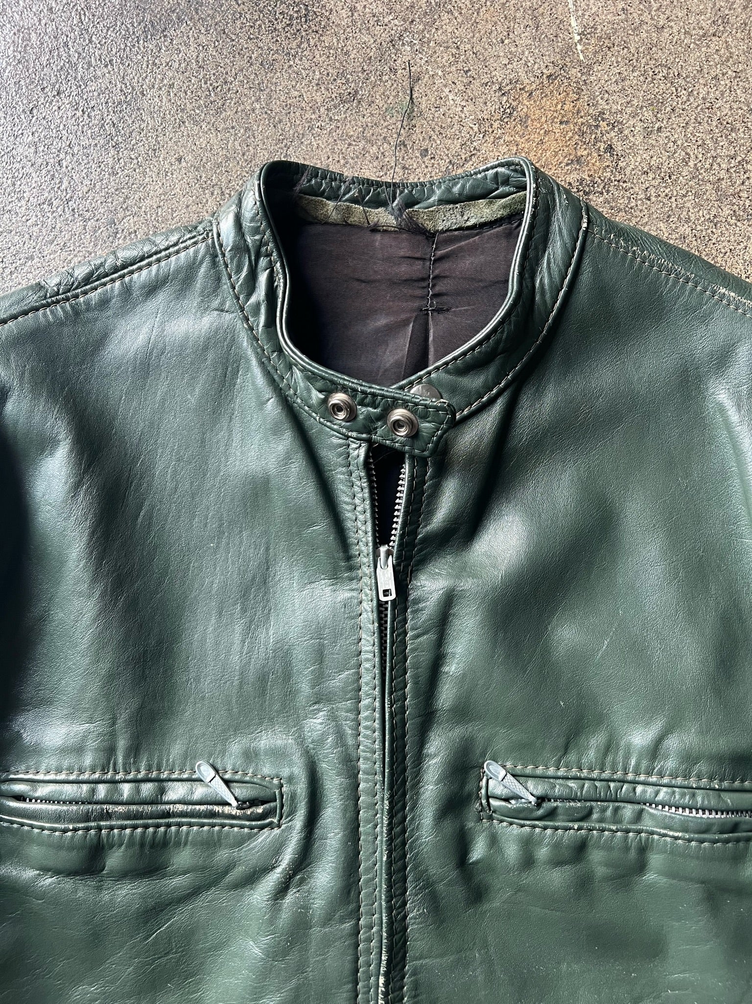 1960s Dark Green Striped Cafe Racer Jacket – Ametora
