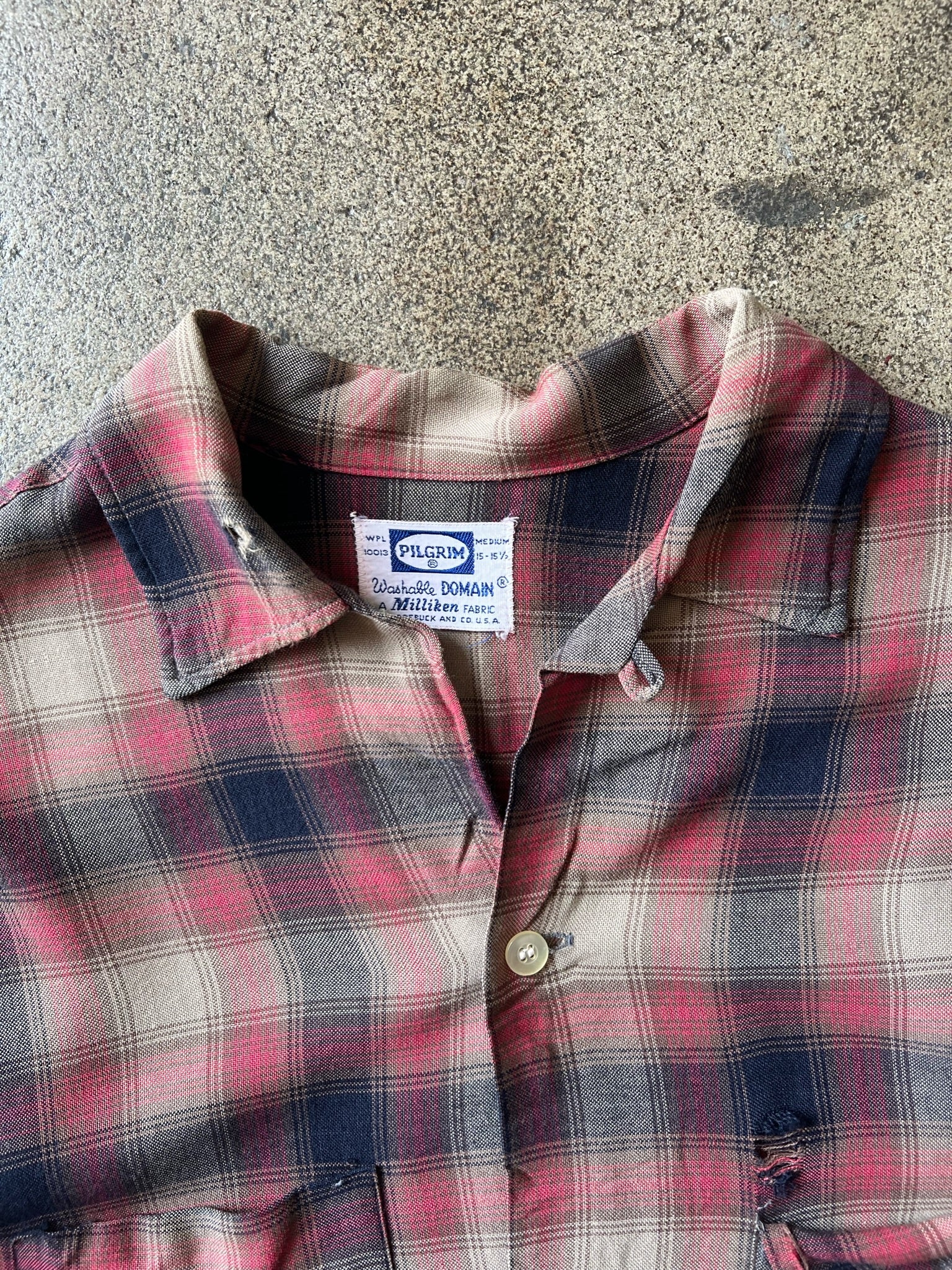 1960s Pilgrim Plaid Rayon Loop Collar Shirt – Ametora