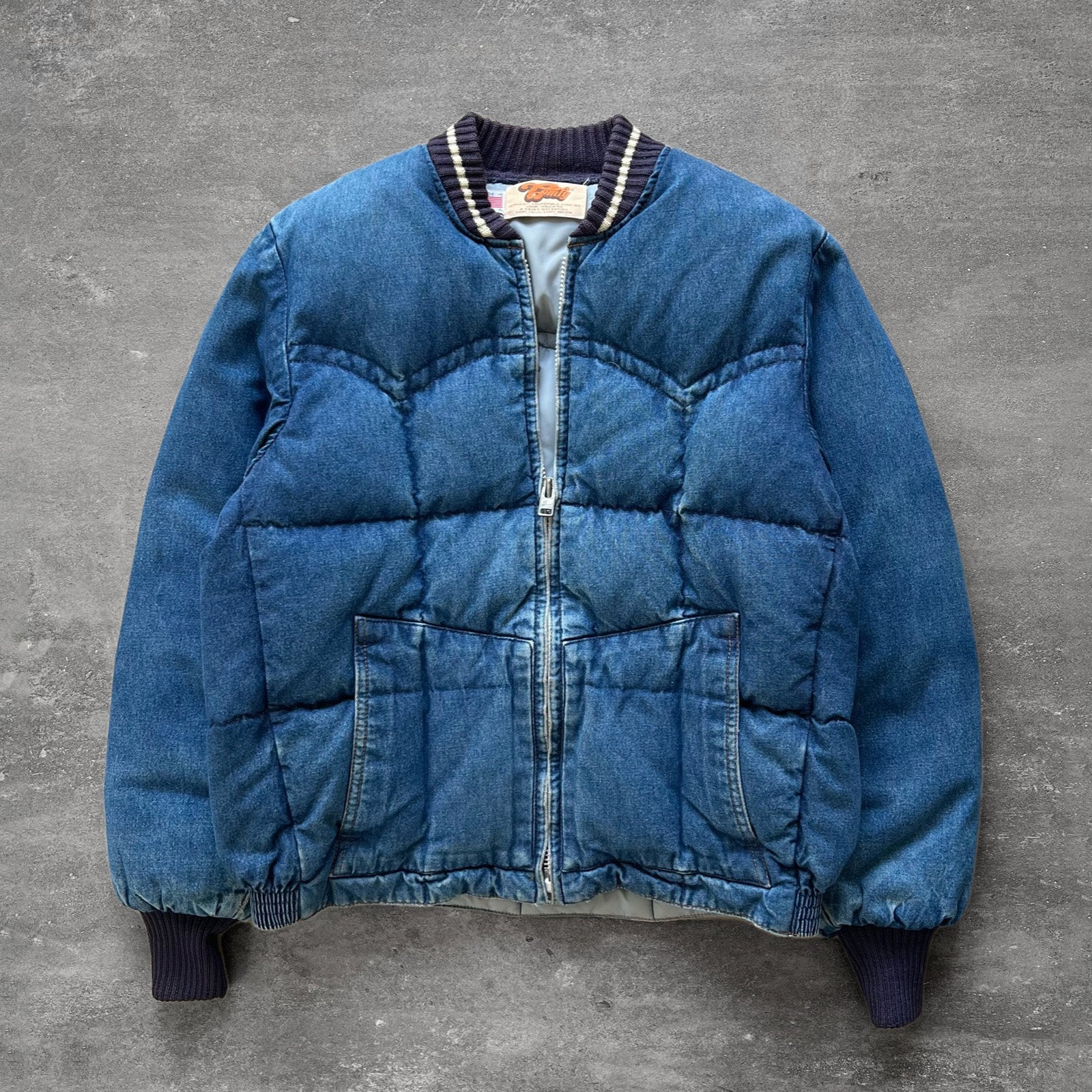 1970s Comfy Down Denim Bomber Jacket – Ametora