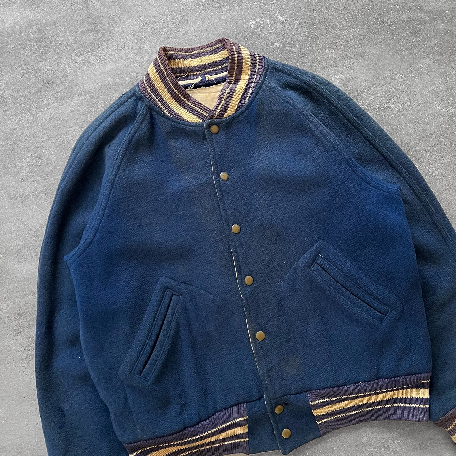 1950s Sun Faded Blue Varsity Jacket – Ametora